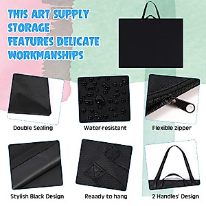 Abbylike 48 x 36 Inch Art Portfolio Bag Large Size Art Supply Bag with Nylon Shoulder Poster Board Storage Bag Waterproof Poster Carrying Case Tote Painting Sketch Bag for Art Work(Black, 1 Pcs)