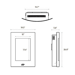 Cambridge 27 Inch Tall Vertical Wall Mounted Curved Panel Electric Fireplace Heater with LED Multicolor Flames, Crystal Rocks, Remote Control for Living Room, Bedroom, Home Office, Black