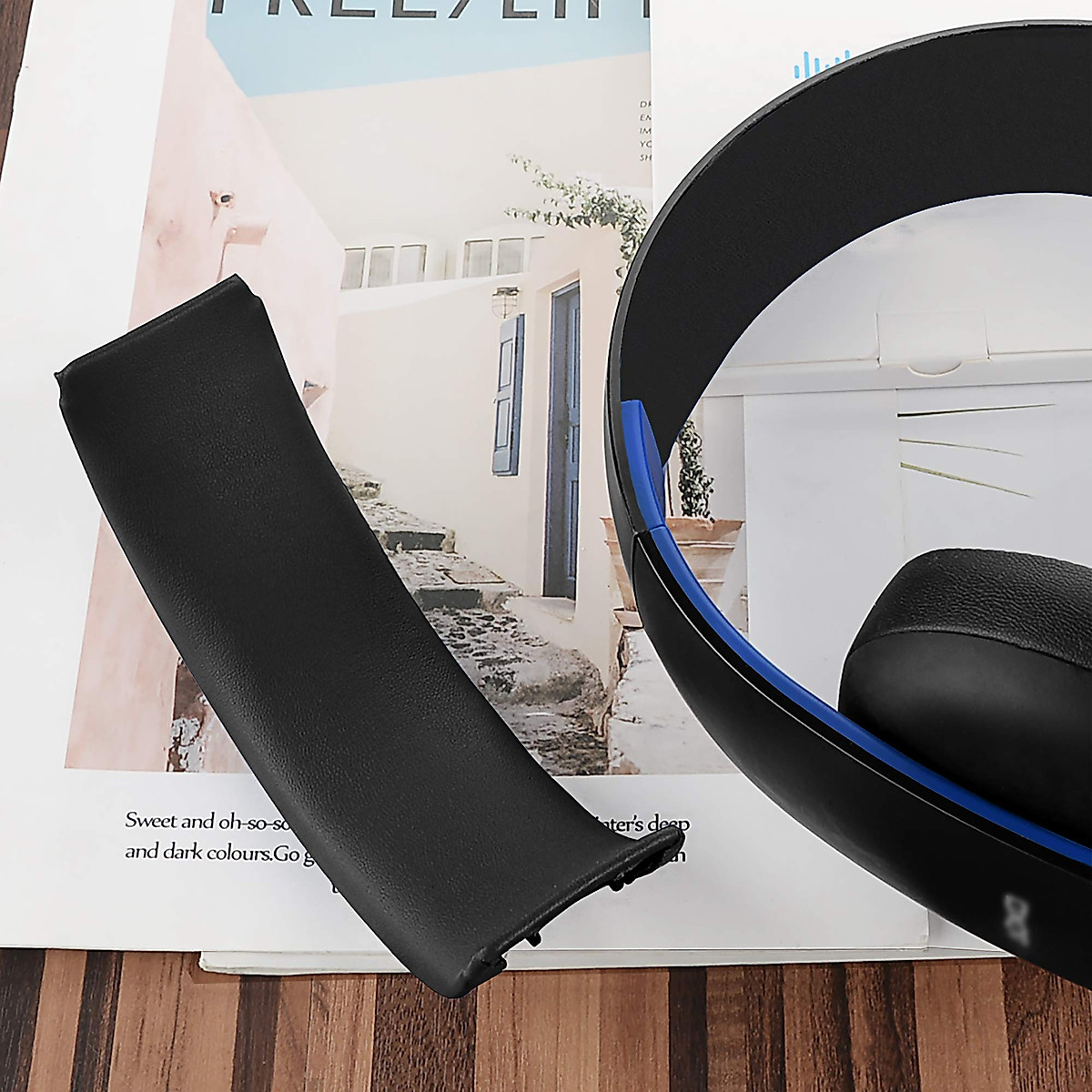 Geekria Protein Leather Headband Pad Compatible with Sony PlayStation Gold Wireless Stereo Headset PlayStation 4 PS3 PS4 CECHYA-0083, Headphones Replacement Band, Top Cushion Cover Repair Part