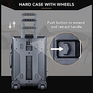 Lykus HC-5220 Waterproof Hard Case with Wheels and Customizable Foam, Interior Size 20.5x14.2x9.7 inch, Suitable for cameras, lenses, electronic equipment and more
