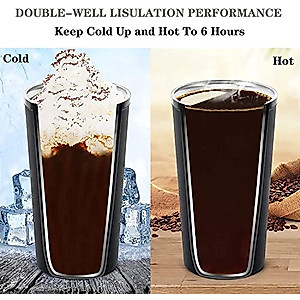 Insulated Coffee Mug with Lid, 18oz Vacuum Stainless Steel Tea Tumbler Cup, Durable Double Wall Leak-Proof Reusable Coffee Cup Thermos Mug for Travel Office School Party Camping (Black)