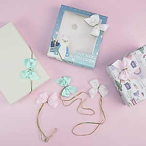 AIMUDI Stretch Loops with Pre Tied Satin Bows 10", Purple Elastic Gift Bows Stretch Bows for Gift Wrapping Stretch Cord with Bow Elastic Ribbon for Gift Boxes Party Favors (24 Pack)