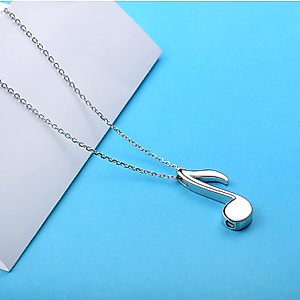 YLT 925 Sterling Silve Musical Note Urn Pendant Memorial Necklace for Ashes Clef Musical Note Jewelry Gifts for Music Lover for Women Men