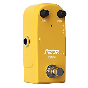 AZOR Vintage Fuzz Guitar Effect Pedal with Guitar Effect Pedal Cables 3 Pack (Gold)