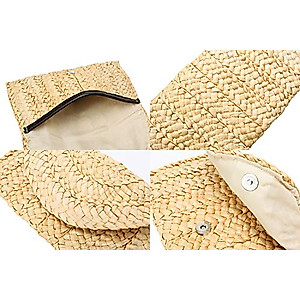 Obosoyo Women's Straw Clutch bags Handbag Straw Purse Envelope Bag Wallet Summer Beach Bag Woven Bag Purse Wallet