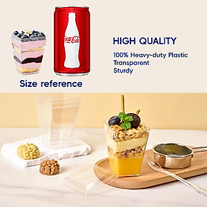 JOLLY CHEF 50 Pack 5 oz Plastic Dessert Cups with Lids & Spoons, Yogurt Parfait Appetizer Cup for Party, Clear Mini Dessert Shooter Cups for Pudding Fruit Trifle Ice Cream