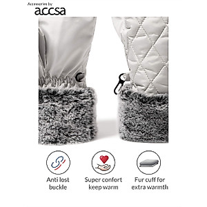 accsa Women Winter Ski Glove Waterproof 3M Thinsulate Warm Windproof Off-White M