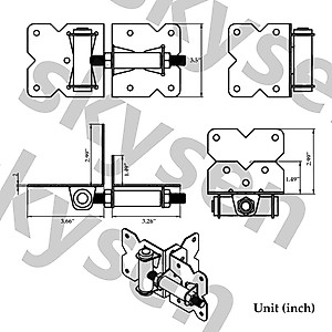skysen Carbon Steel Self Closing Vinyl Fence Single Gate Hinge and Latch Hardware Kit -2 Hinges and 1 Latch (Single Gate Kit-cs)