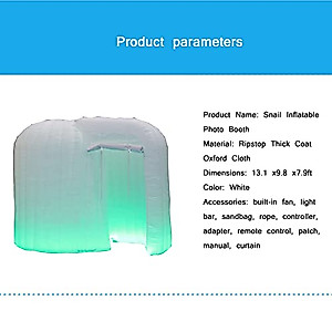 Color Inflatable LED Photography Wedding Photo Studio Snail Inflatable Photo Booth, Inflatable Tent, Indoor Outdoor LED Light Inflatable Photo Booth