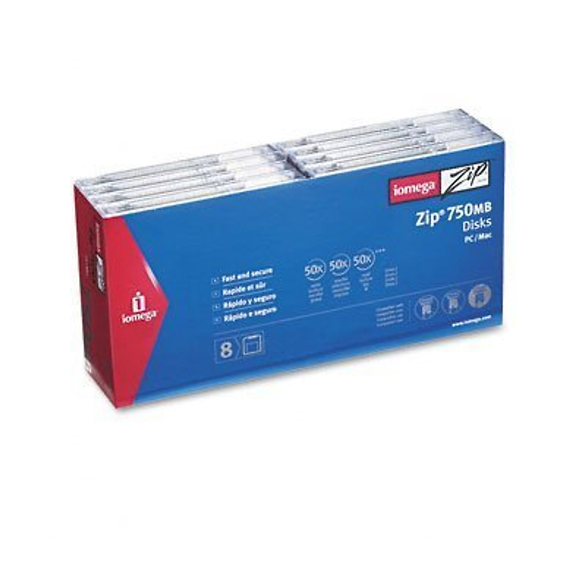 iomega 750MB, 8/pk Zip Disk - IBM/Mac Compatible