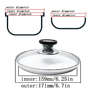 Tighall Universal Round Lid for Pans 6.5” Tempered Glass Pot Lid, with Steam Vent Hole and Heat Resistant Handle Replacement Frying Pan Cover Cookware