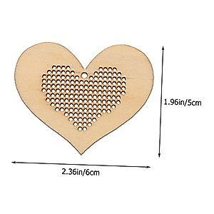 SEWOART 5pcs Cross Stitch Wood Pieces Heart Pendant Embroidery Kit Handmade Wooden Craft Shapes Cross- Wood Slice Wooden Hanging Hearts DIY Handmade Cross-Stitch Wooden Chip Ornament