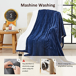 JKMAX 50"x60" Heated Throw Blanket - 10 Heat Settings, 5 Levels, Auto-Off, Overheat Protection, Soft Flannel Sherpa, ETL Certified