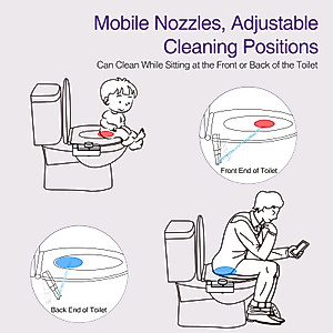 Veken Bidet Attachment for Toilet - Ultra-Slim Self Cleaning Fresh Cold Water Sprayer Bidets for Existing Toilets Seat Baday Beday Badette Bedette with Dual Nozzle for Feminine and Posterior Wash