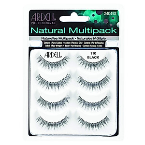Ardell Natural False Eyelashes Multipack 110 Black - Comfortable Strip Lashes for Everyday Wear, 4 Pairs x 1 Pack