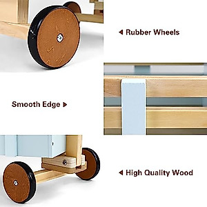 PairPear Wooden Push Wagon Toy,Kids Cargo Walker Cart Wagon Baby Walker for Toddlers，Push and Pull Toys Gift for Babies Boys and Girls.