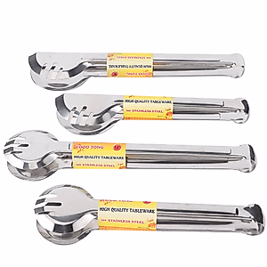 4Pcs Stainless Steel Bread Barbecue Ice Clip Clamp - Food Tongs Kitchen Baking Accessory - Versatile and Durable Utensil for Grilling, Baking, and Serving