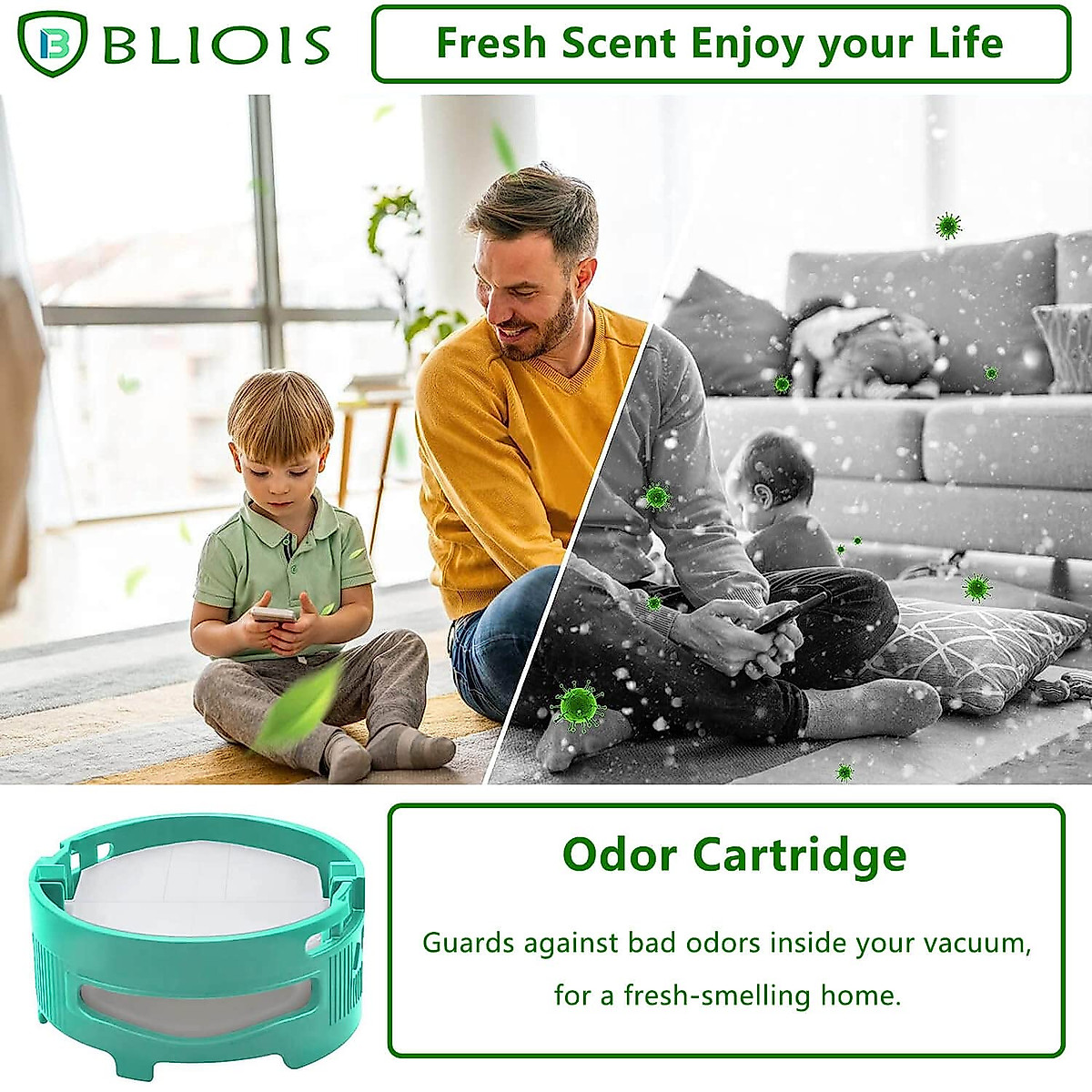 [4 Pack] Replacement for Shark Odor Neutralizer Cartridge, Odor Elimination Replacement for Shark Vacuum Cleaner Accessories AZ3002 HZ3002 And air purifier hp302. -1541fc3000,Teal