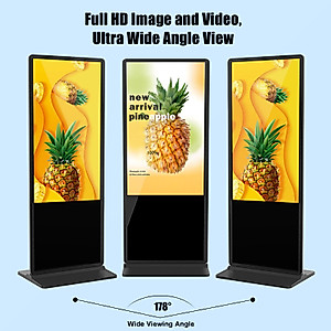 65 Inch Interactive Touchscreen Monitor,Win10 Core i5 RAM 4G & ROM 128G,Floor Standing Lcd Digital Signage,Commercial Interactive Advertising Display Screen,Digital Signage Kiosk Smart Board Black