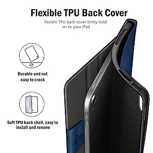 Antbox Case for iPad 10th Generation 10.9'' 2022 with Built-in Apple Pencil Holder Auto Sleep/Wake Function PU Leather Smart Cover for iPad 10th Generation(10.9'') (Blue)