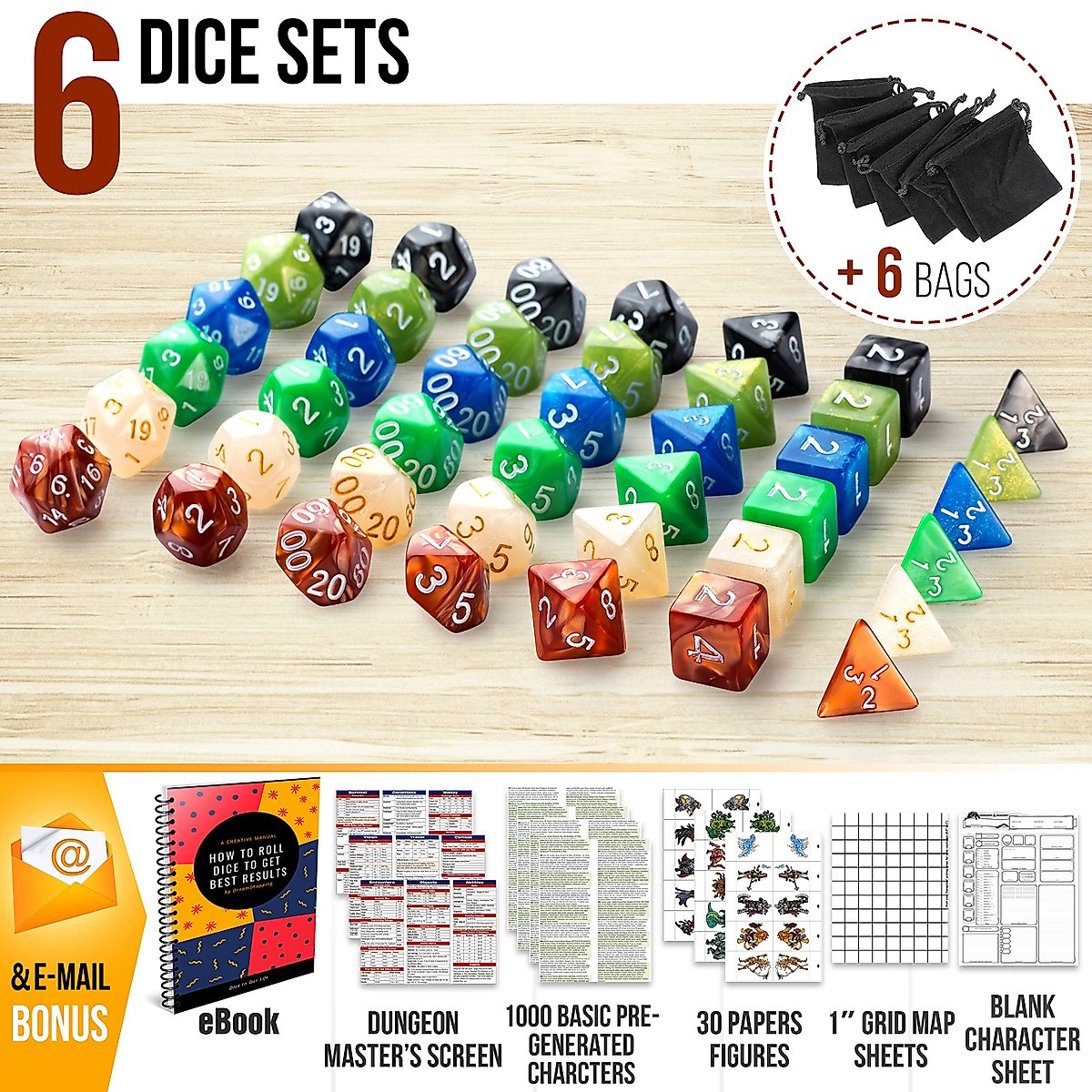 Player's Handbook Dungeons and Dragons 5th Edition with DND Dice and Complete Printable Kit - D&D Core Rulebook - D&D 5e Players Handbook Gift Set - D&D Starter Set Accessory - DND Beginner Gift Set