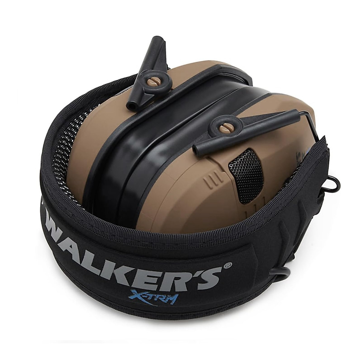 Walker's Razor Slim X-TRM Noise-Cancelling Sound-Enhancing Hunting Gun Range Shooting Electronic Earmuffs with Cooling Pads, Moisture Wicking Headband & 2 AAA Batteries, Flat Dark Earth