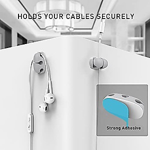 Delidigi 6 Pack Cord Holder Clips for Desk, Strong Adhesive Wire Cable Organizer Keeper for Organizing USB Charging Cable Home Office and Car (Grey)