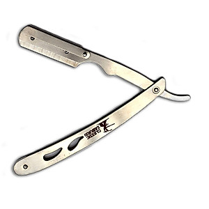 Classic Samurai CS-102 Stainless Steel Professional Barber Straight Edge Razor with 15 Astra Double Edge Razor Blades (Silver + 15 Astra Blades)