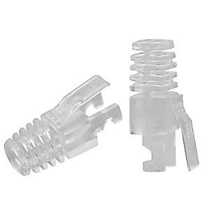 GELRHONR 100 Pcs RJ45 CAT6 Strain Relief Boots Connector for Standard CAT6 CAT6A Ethernet Cable LAN Cable Connector Boot Cover for Various Diameter LAN Cable-Clear