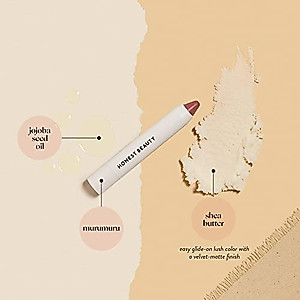 Honest Beauty Lip Crayon-Demi-Matte, Blossom | Lightweight, High-Impact Color with Jojoba Oil & Shea Butter | Paraben Free, Silicone Free, Dermatologist Tested, Cruelty Free | 0.105 oz.