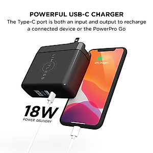 Limitless PowerPro Go 10,000mAh Power Bank 3-in-1 Wall Charger with Type-C Power Delivery, USB-A, & Qi Wireless Charging, Digital Display & Fast Charging for iPhone Android, Samsung (Black)