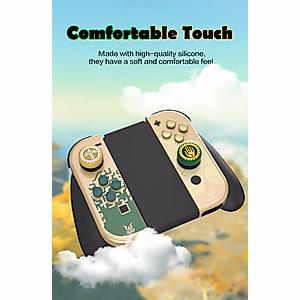 Switch Thumb Grip Caps for The Legend of Zelda: Tears of The Kingdom, Soft Silicone Joystick Cover and Switch Button Caps for Switch OLED/Switch lite - GreenGold