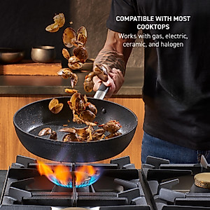 T-Fal Stone Force Platinum Non Stick Fry Pan Set 2 Piece, 8 inch and 10.5 inch, Oven Broiler Safe 400°F, Cooking Frying Pans, Kitchen Skillets, Pots and Pans Set Nonstick, Dishwasher Safe, Black