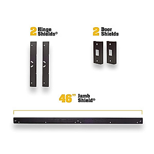 Door Armor MAX - Door Reinforcement Kit for Anti Kick Door Security, Door Reinforcement Plate for Door Jamb & Door Frame, 3-Piece Home Door Security - Aged Bronze