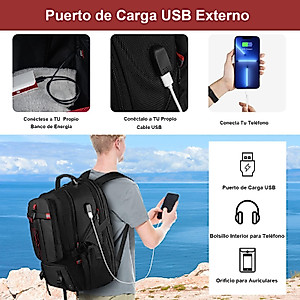 Gym Backpack with Shoe Compartment, Large Travel Backpack for Men Women Airline Approved, 17 Inch Laptop Backpack with USB Charging Port Anti Theft College School Computer Bag Business Work, Black