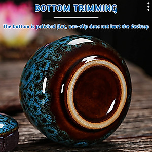 BLLREMIPSUR 2 PCS Ceramic Canister for Loose Leaf Tea, Beautiful Chinese Style Tea Containers with Tassel, Small Tea Coffee Sugar Storage Organizer