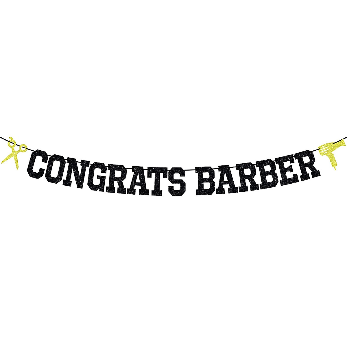 Black Glitter Congrats Barber Banner - Congrats graduation Sign for Barber, Congrats Grad Party Decorations for Barber