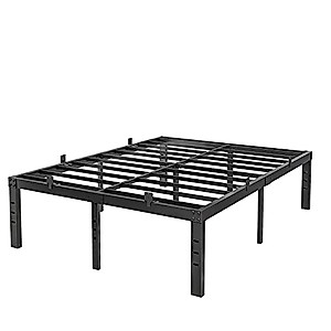 COMASACH Bed Frame King and 6 Pcs Non Slip Mattress Gaskets, No Box Spring Needed, 14 Inch Black Metal Platform Bed Frames, 4000Lb Heavy Duty Steel Slat Support, Noise Free Mattress Foundation