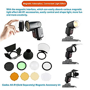 Godox V1-S Round Head Camera Flash for Sony, 2.4G 1/8000 HSS TTL Flash Speedlite, 480 Full Power Shots, 10 Level LED Modeling Lamp Compatible for Sony Camera