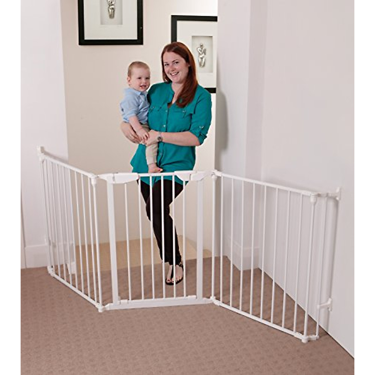 Dreambaby Newport Adapta Baby Gate - Use at Top or Bottom of Stairs - for Straight, Angled or Irregular Shaped Openings (White)