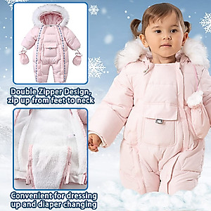 XIFAMNIY Baby Boys and Grils Winter Snowsuit Outwear Hooded Footie Snow Suits Toddler 3-24M
