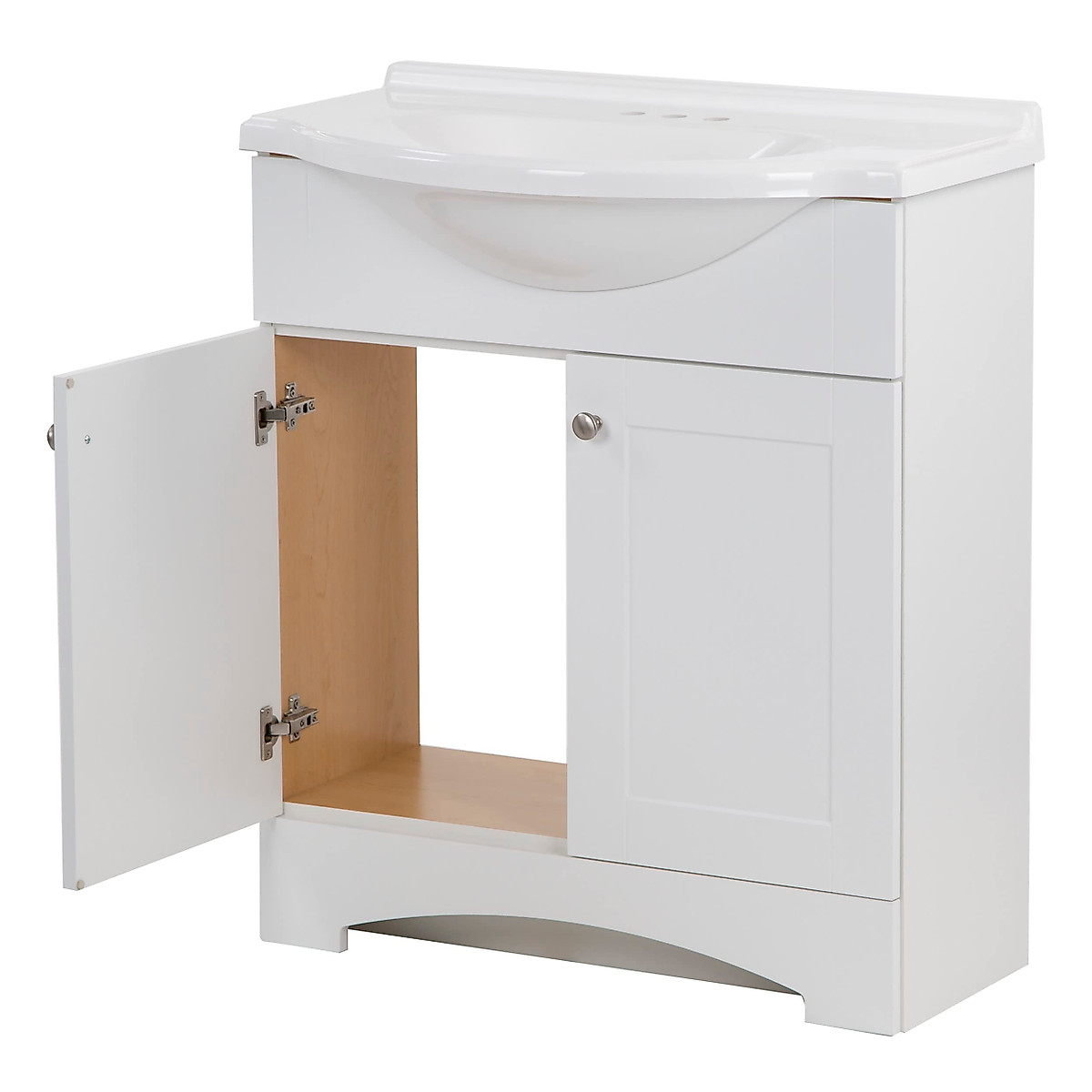 Spring Mill Cabinets Zarna 31 Inch Bathroom Vanity with White Drop-in Single Sink Top, 2-Door Cabinet, 31" W x 18.78" D x 36.63" H, White