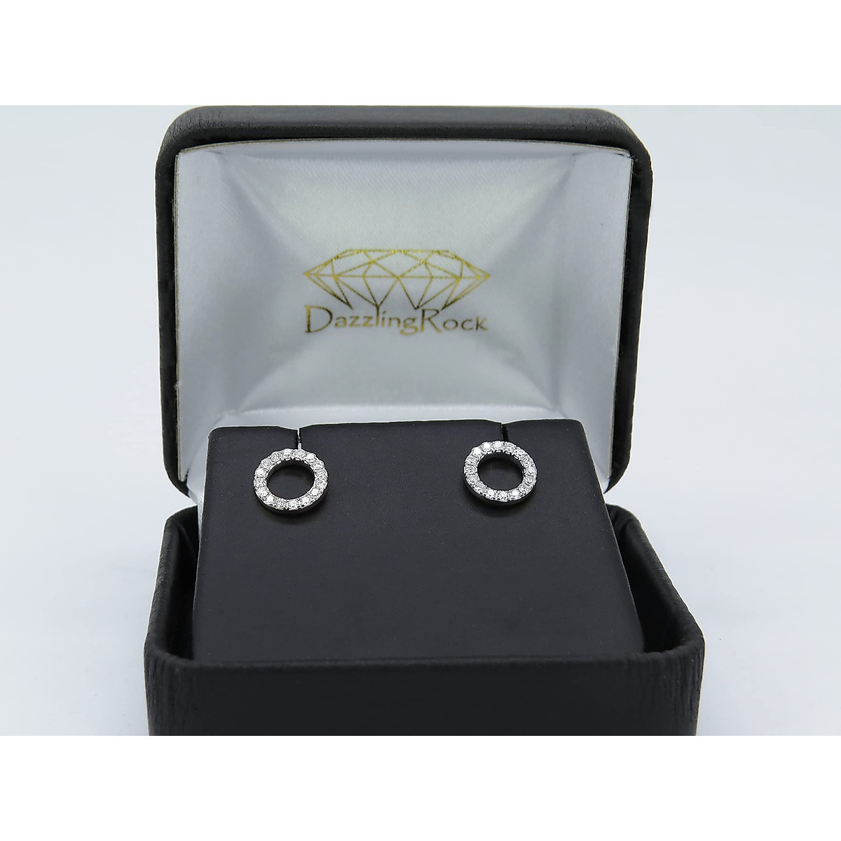 Dazzlingrock Collection Round White Diamond Open Circle Stud Earrings for Women (0.33 ctw, Color I-J, Clarity I2-I3) in 925 Sterling Silver in Screw Back