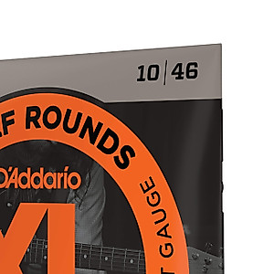 D'Addario Guitar Strings - XL Half Rounds Electric Guitar Strings - Semi-Flat Wound - Bright Tone, Smooth Feel, Reduced Finger Noise - EHR310 - Regular Light, 10-46