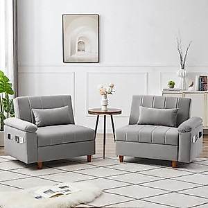 akucvor 69" Sleeper Sofa, Convertible Futon Loveseats Sofa, Sleeper Velvet Sofa Couch Bed with Storage for Living Room Bedroom, Pokcets, Gray