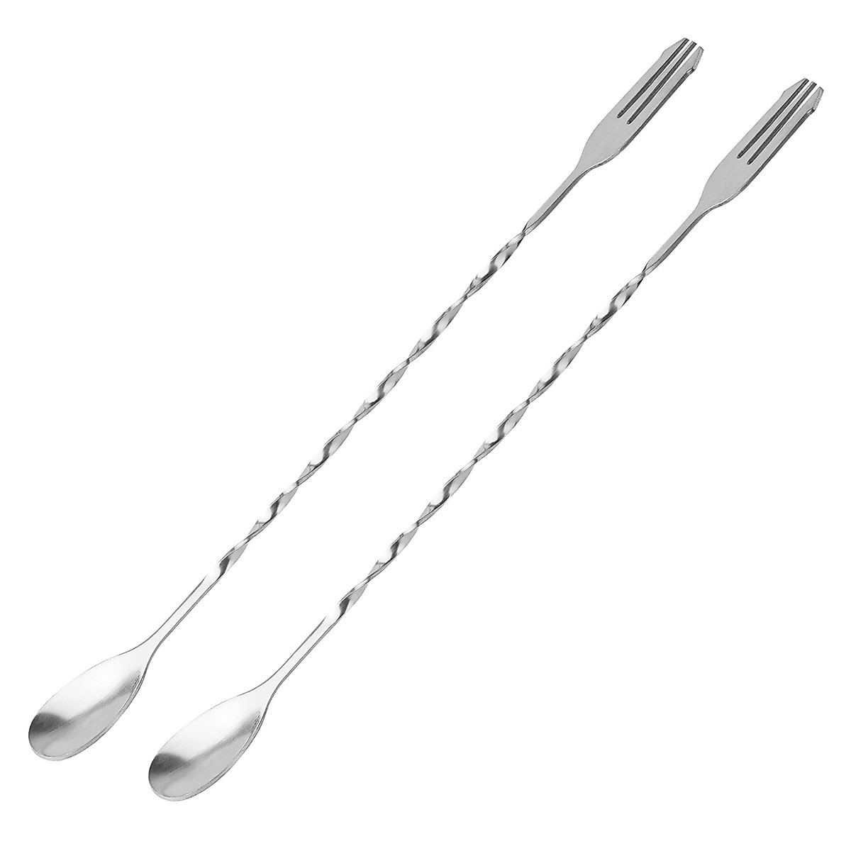 Bar Spoon Cocktail Mixing Spoon - Cuttte 2pcs Cocktail Spoon Long Handle 12.7 Inches, Stainless Steel Drink Stirrers Cocktail Stirrer with Trident Tip, Long Stirring Spoons Bar Mixing Spoons