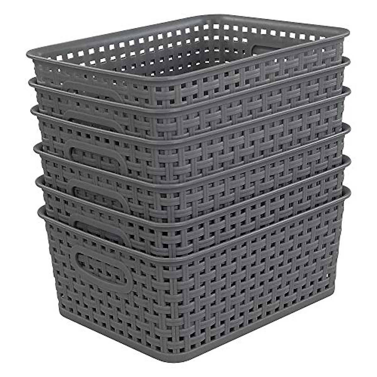 Pekky Grey Plastic Storage Baskets, Classroom Organization Baskets, 6 Packs