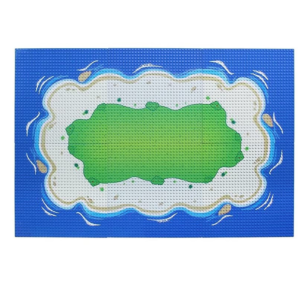 General Jim's Blue Beach and Water Road City Baseplates Full Set for Ocean Island Street Base Plate - Pirates Sea Grass Toy Kit for Building Blocks Bricks for Teens and Adults