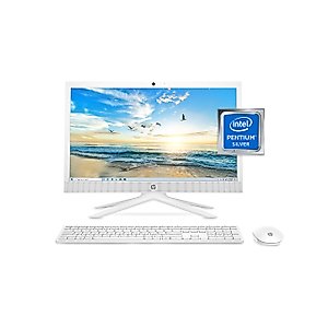 HP 21 All-in-One PC, Intel Pentium Silver J5040 Quad-Core Processor, 4 GB RAM, 128 GB SSD Storage, 20.7-inch Full HD Display, Windows 10 Home with Enhanced Security, Privacy Camera (21-b0020, 2020)