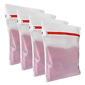 4 Pack Mesh Laundry Bags for Delicates 12inx16in, Delicate Laundry Bag with Sturdy Anti-Rust Zipper, Mesh Laundry Bags for Lingerie, Bra, Underwear, Sneakers, Socks, Breathable Fine Net, Laundry Club